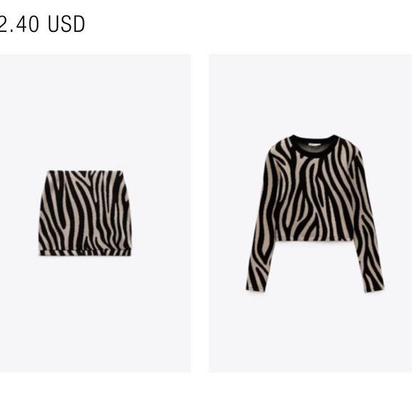 Zara | Skirts | Zara Matching Set Zebra Sweater And Skirt | Poshmark
